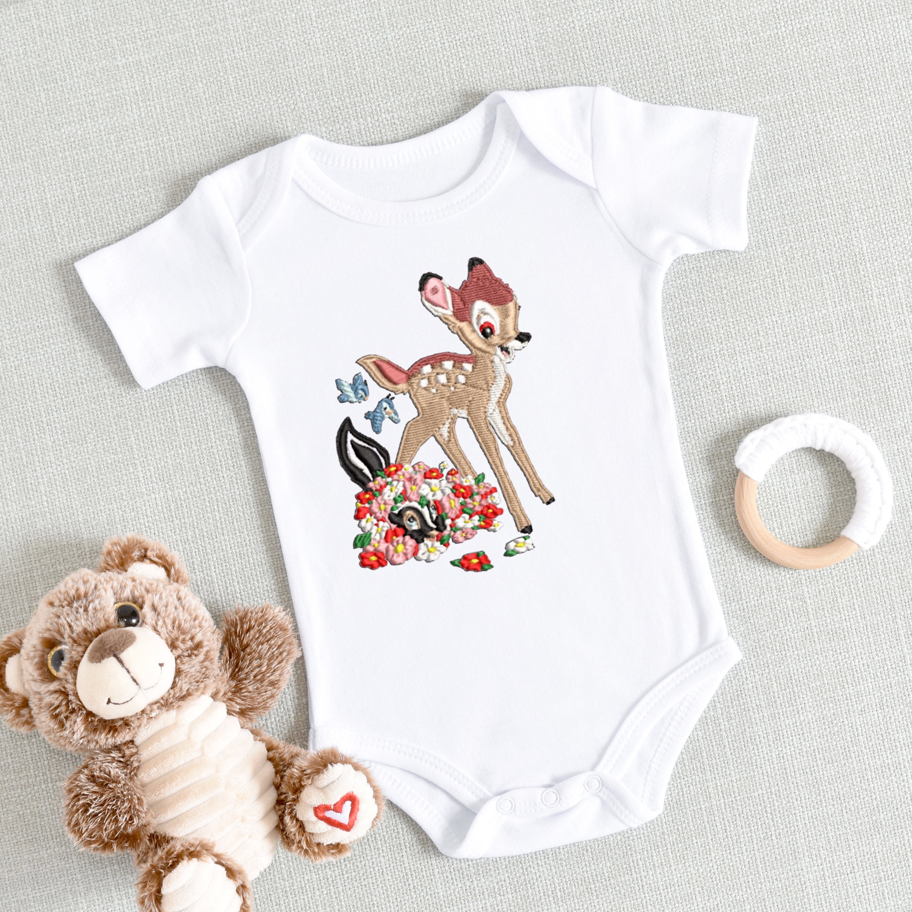 Baby Bambi Embroidered Bodysuit /Onesie/Bodysuits design/Clothing Kids ...